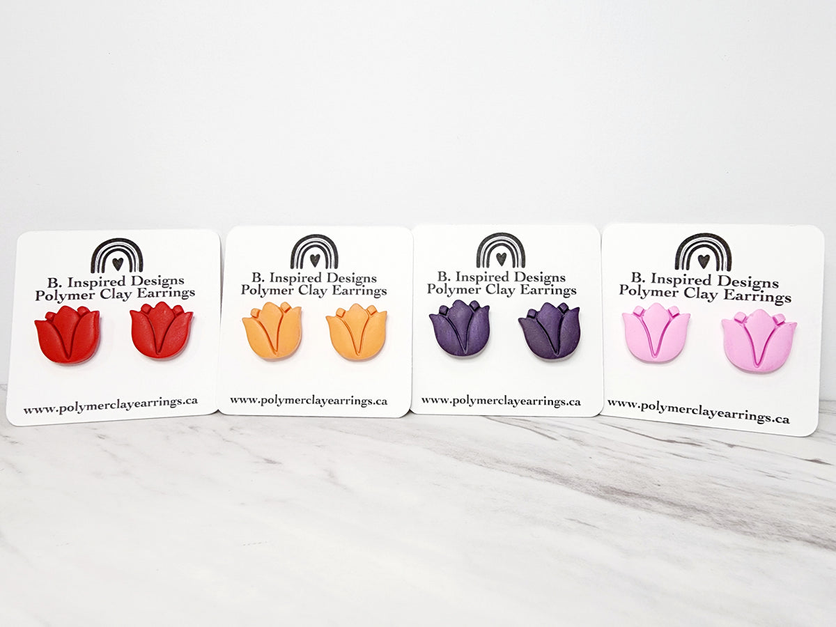 Polymer Clay Tulips Studs in Red – B. Inspired Designs- Polymer Clay ...